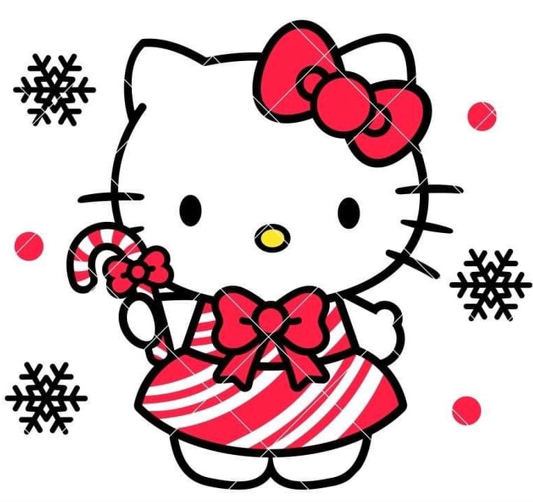 Hello kitty candy cane and snowflakes | BandA Molds and more, LLC With ...